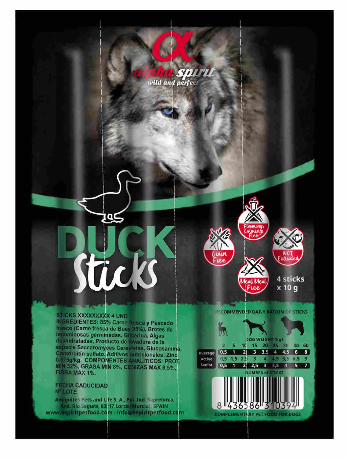 ALPHA SPIRIT CANINE DUCK BARS 16X4 UNITS - ДержВет