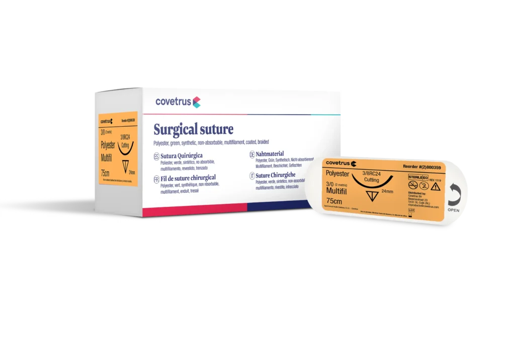 GREEN POLYESTER SUTURE 3/8RC24 3-0 75CM 12U COVETRUS - GosVet